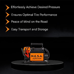 EZ FLATE M.E.S.A 12V Air Compressor Kit, Portable Air Compressor, 5.65 CFM, Offroad Air Off Road Air Compressor, Heavy Duty Pump for Car Tire, Max 150 PSI for 4x4 Vehicle, Offroad Tire Inflator