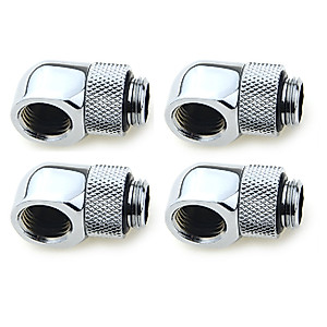 BXQINLENX Nickel-Plated Brass Silver Chrome G 1/4" Male to Female 90° Rotary Enhance Multi-Link Adapter Fitting for Computer Water Cooling System(4 PCS)