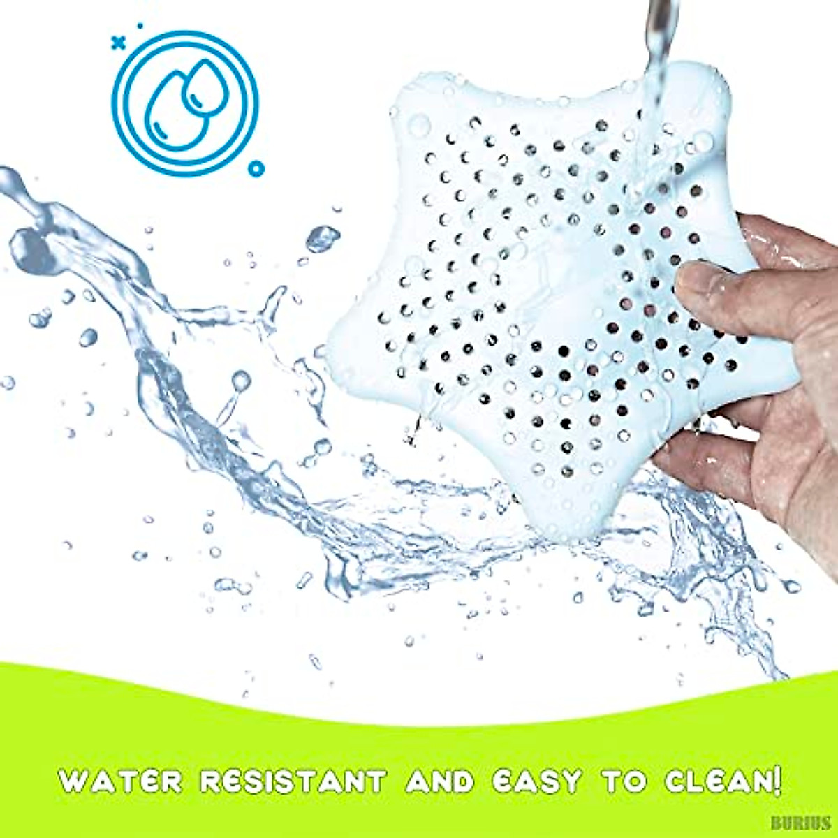 3Pcs Starfish Rubber Sink Strainers - Drain Hair Catcher - Kitchen Sink Strainer Stopper Silicone Drain Cover - Tub Drain Hair Catcher, Bathroom Sink Drain Strainer for Sink, Bathtub Strainer