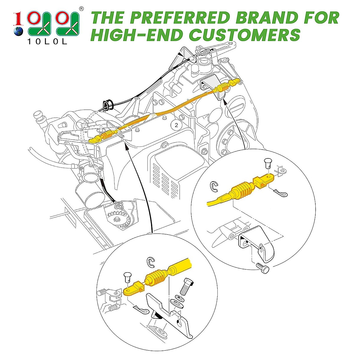 10L0L Golf Cart Brake Cable Set for Club Car DS 2000-up, 42inch Brake Cable Kits Suitable for Driver & Passenger Side, OEM# 102022101