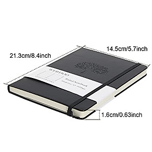 WERTIOO Journals Notebooks, Leather Diary Hardcover Classic Writing Notebook A5 160 Pages 100 gsm Thick Paper Business Gift for Men Women (Ruled,Black)