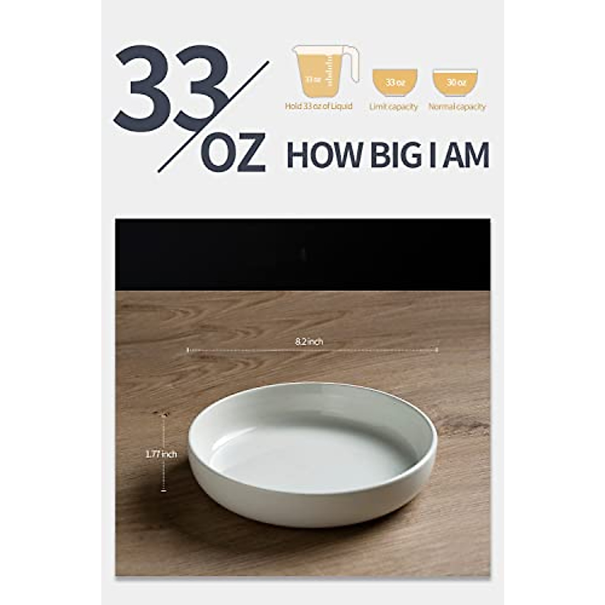 famiware Milkyway 33 oz Bowl Set, Pasta Bowls Set of 4, Salad Bowls Perfect for Your Friend for Housewarming, Thanksgiving, Christmas, White