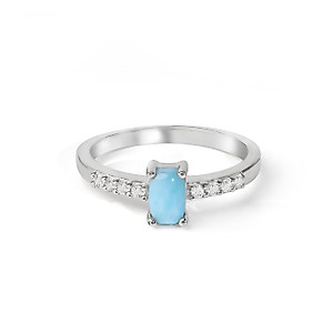 YoTreasure 0.64 ct. t.w. Larimar & White Topaz .925 Sterling Silver Engagement Ring