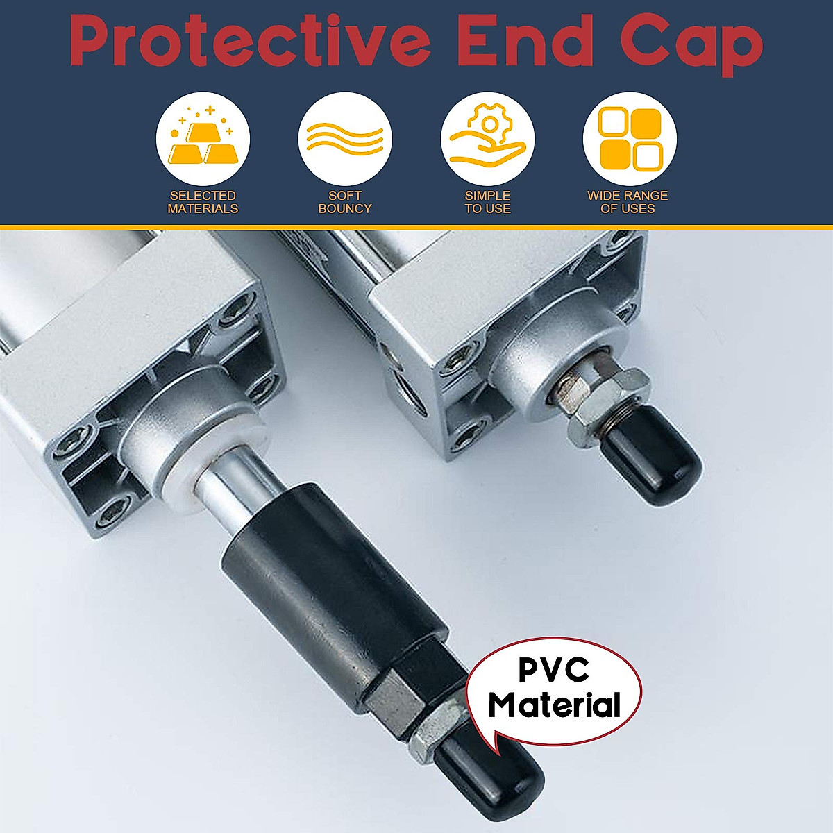 Hilitchi 48 Pcs Black Vinyl Flexible Pipe Post Bolt Screw Rubber Thread Protector Cover Pipe Post Rubber End Caps(1/4inch to 1 1/2inch)