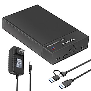 Tccmebius External Hard Drive Enclosure USB 3.0 to SATA Docking Station for 2.5 3.5 Inch SATA I/II/III HDD SSD with USB A/C Cable, Up to 20TB, Support UASP Automatic Sleep Function, Tool-free (TCC-S8)