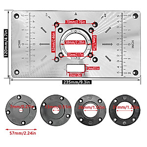 QYQRQF Router Table Insert Plate, Aluminum Router Plate for Woodworking Table Top Insert Mounting Plate Wood Tools Trimming Milling Machine with Accessories (Black)