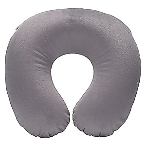 Inflatable Travel Neck Pillow for Airplane U-Shaped Neck Cushion Plush Fabric Headrest Sleep Office Napping Pillow Orange