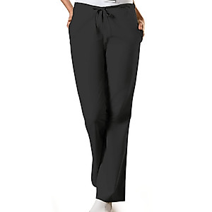 Cherokee Women's Flare Leg Drawstring Scrub Pant, Black, Large Petite