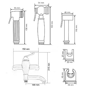 MINJING Bidet Sprayer Kit for Toilet Gold Hand Held Sprayer Toilet Attachment 360 Rotation Double Handle Bidet Attachment Faucet Sprayer Kit for Toilet,B