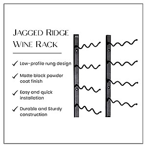 Jagged Ridge Wine Rooms Wall-Mounted Metal Wine Rack - 36 Wine Bottle Holder, Modern, Matte Black, Designed in Canada by Wine Enthusiasts