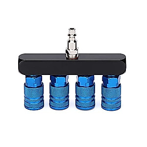 AIRTOON 4-Way Straight Air Manifold Splitter, Line Type Air Compressor Splitter with 4 Couplers and 1/4" MNPT Plug,1/4 Inch NPT Air Fittings