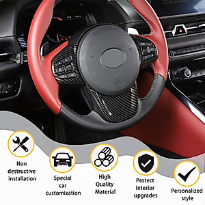 CHEAYAR ABS Chrome for Toyota Supra GR A90 A91 MK5 2022 2021 2020 2019 Car Steering Wheel Decoration Frame Trim Accessories (Carbon Fiber)