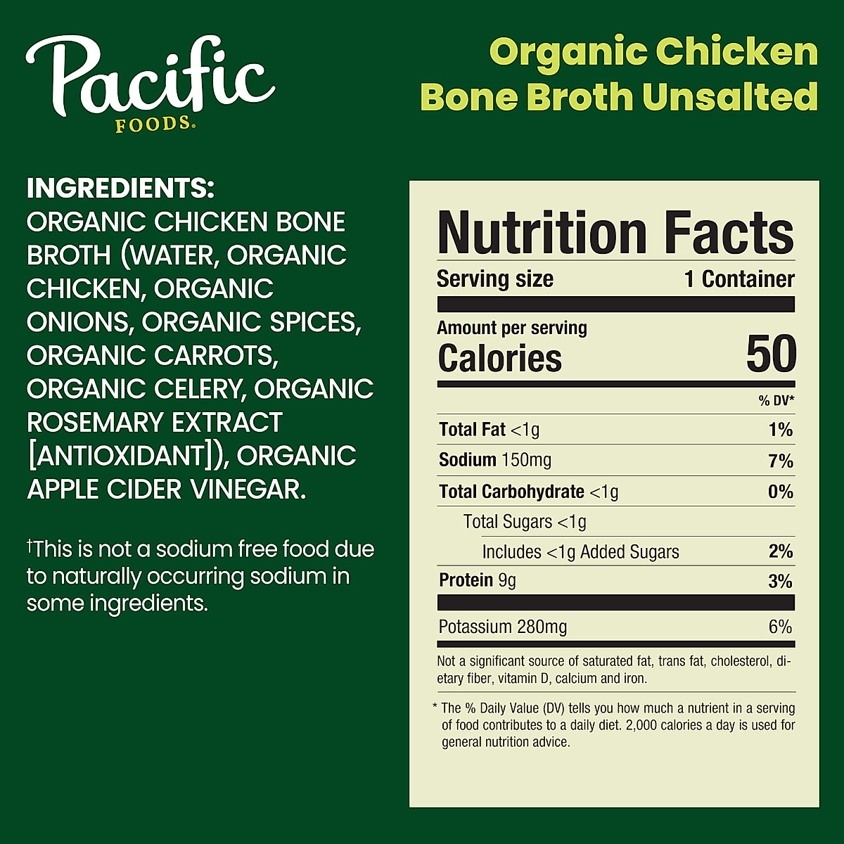 Pacific Foods Organic Chicken Bone Broth, 8oz (Pack of 12)