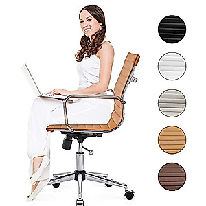 CAROCC Office Chair Rolling Office Chair with Back Support Ergo Office Chair with Caster Wheels Office Chair for Heavy People 320lbs Gold Swivel Office Chair (Terracotta)