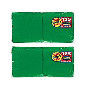 Amscan Big Party Value Pack 250 Count Beverage Napkins, Green