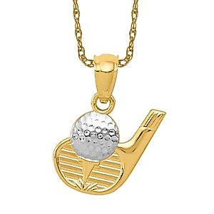 IceCarats 14K Yellow Gold Golf Necklace Charm Sports Pendant 16mm x 12mm Only