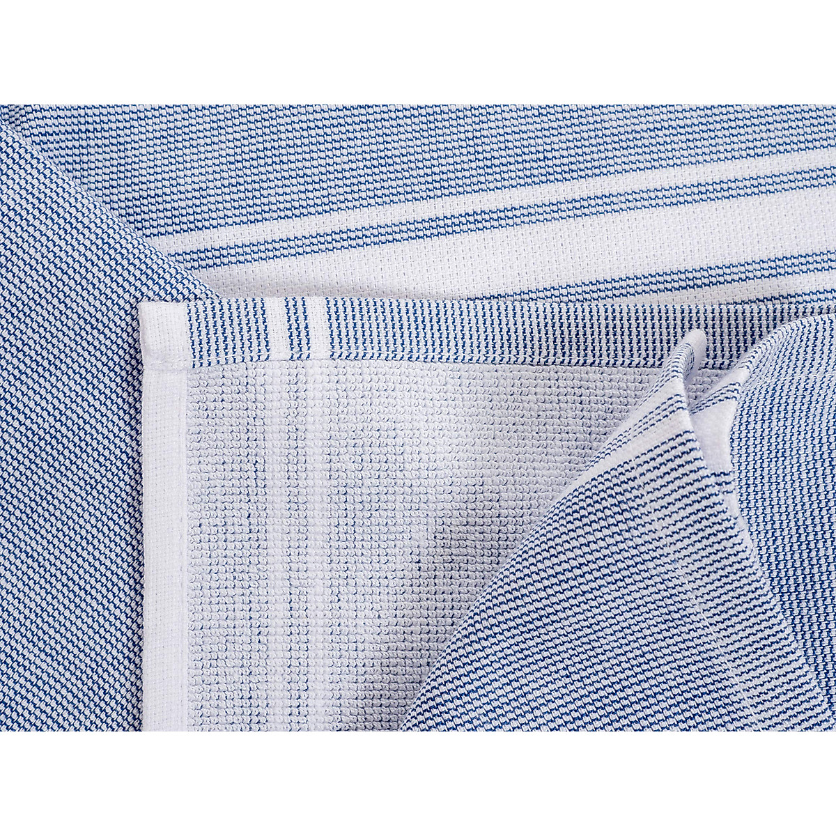 KAF Home Monaco Mixed Yarn Dyed Reversible Terry Dish Towel Set of 6, 100-Percent Egyptian Cotton, 18 x 28-inch Kitchen Towels (Dutch Blue)