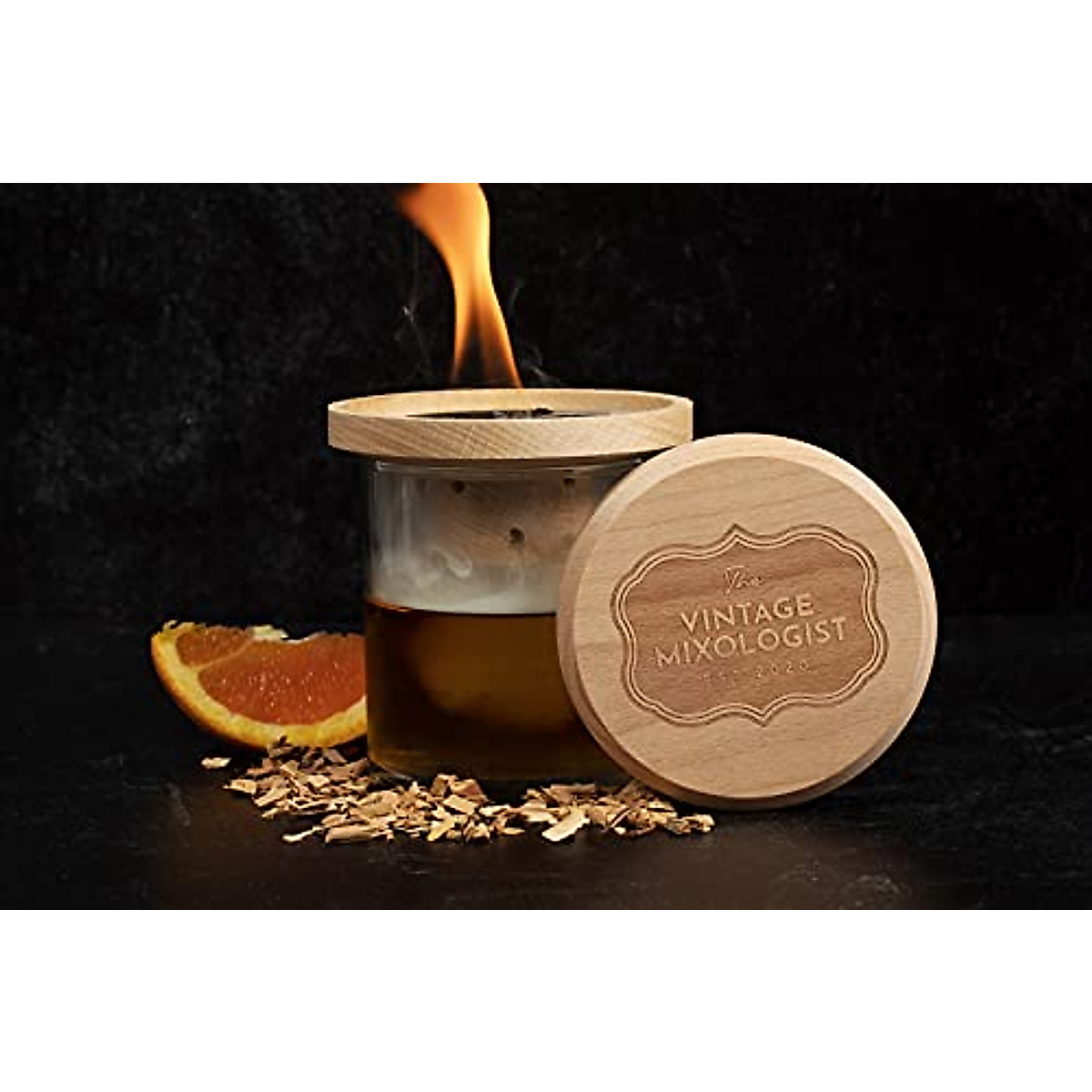 Vintage Mixologist Cocktail Smoker with 4 Pack of Smoking Chips | Oak, Cherry, Apple, and Hickory | Infuse Cocktails, Wine, Whiskey, Cheese, and more | Smoking Glass Cloche