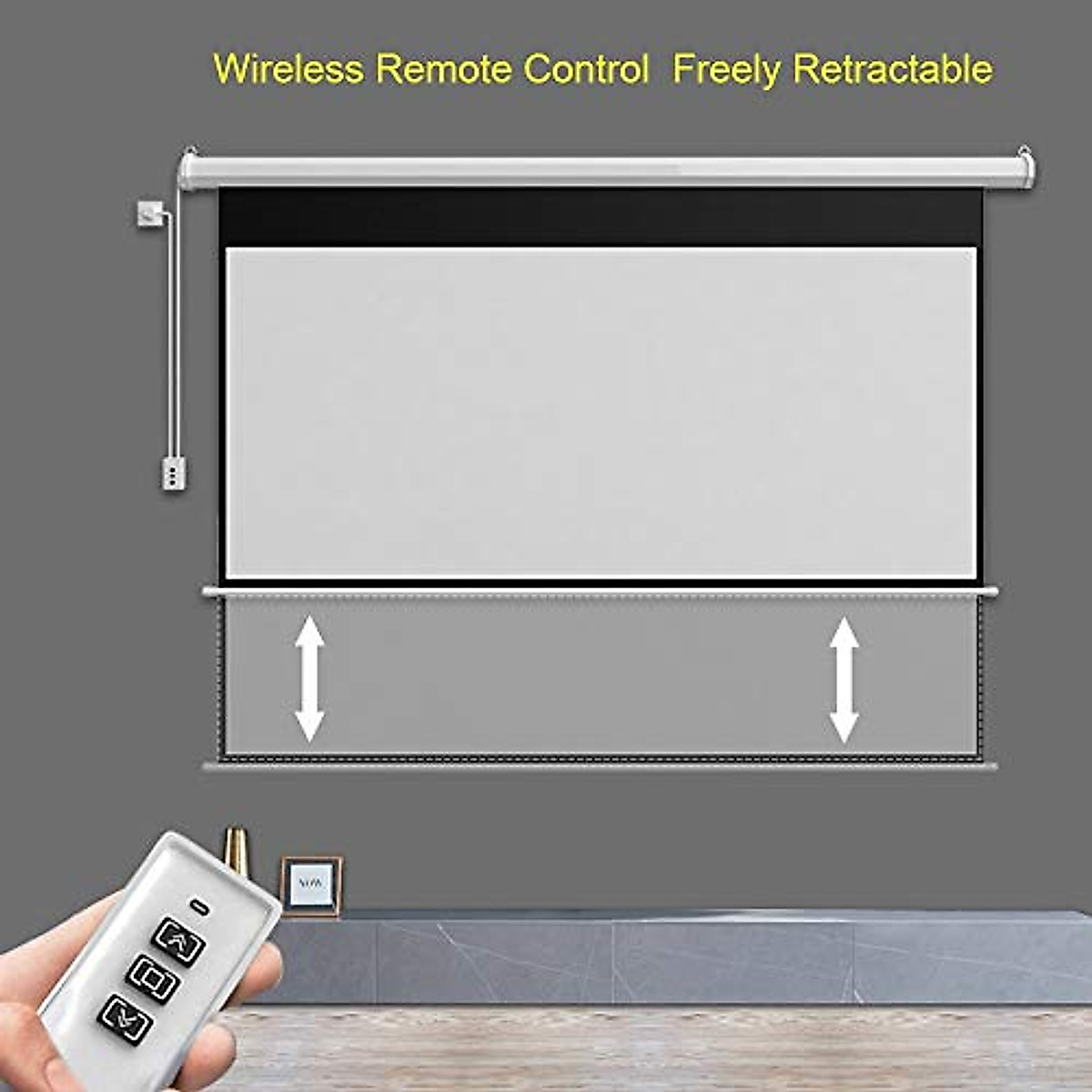 n/a Projection Screen 100 Inch 16:9 Matte White Electric Motorized Projector Screen with 12V Trigger Remote Control for Home Theater