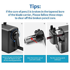 Manual Pencil Sharpener, Eesteros 2 in 1 Hand Crank Pencil Sharpener Heavy Duty for School Classroom, Office, Home(Gray)