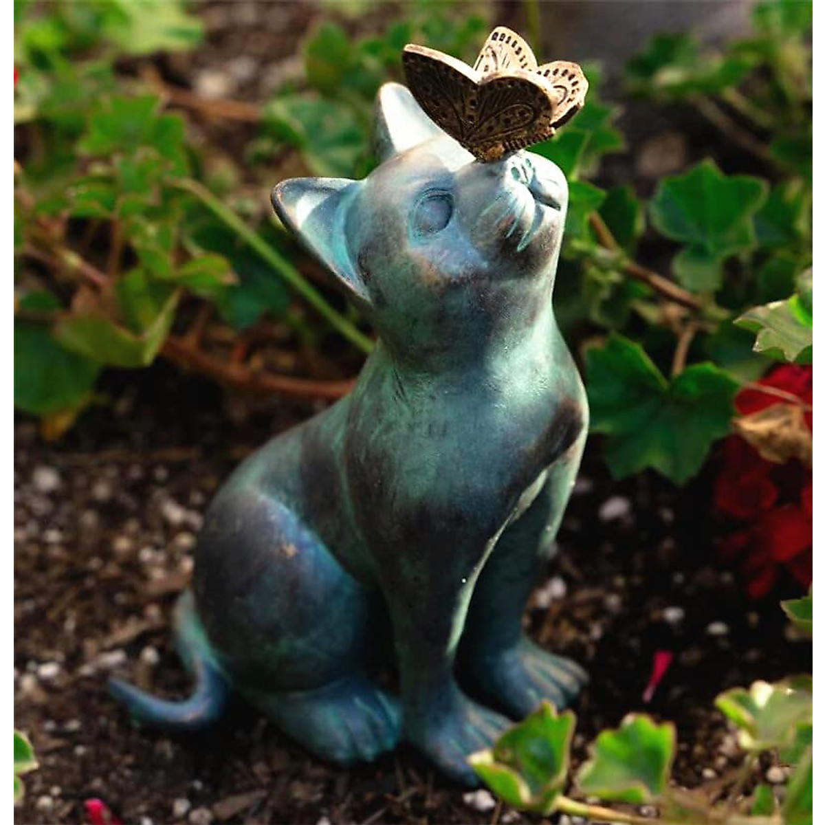 EatingBiting Home Garden Statue Butterfly Stuck on cat Nose Sculpture Ornament Decorative Figurine Fairy Art Yard Décor Statue for Patio Lawn, Home Office Ornaments Housewarming Gifts