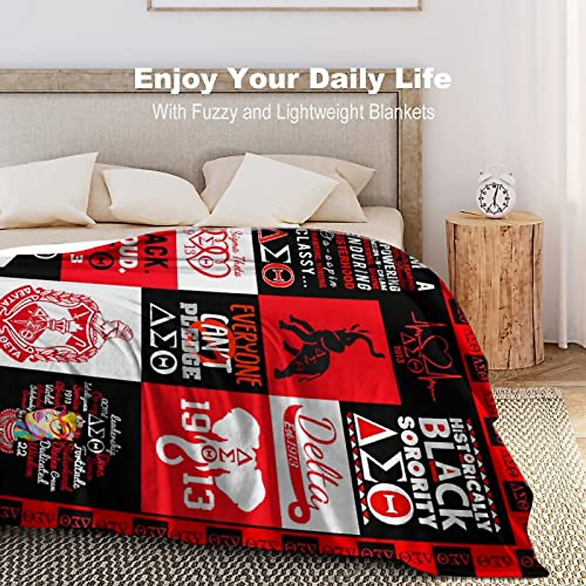 Sorority Gifts Blanket Throws Flannel Fleece Blankets Lightweight Comfortable Warm Gifts for Women Girls Bed Sofa Living Room 50"X40"