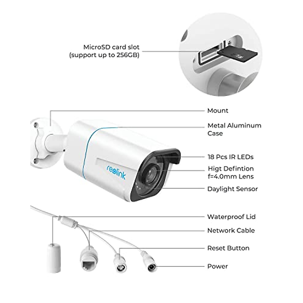 REOLINK 4K Outdoor Cameras for Home Security, Surveillance IP PoE Camera with Human/Vehicle/Pet Detection, 25FPS Daytime, Work with Smart Home, Supports 256GB SD Card, RLC-810A (Pack of 2)