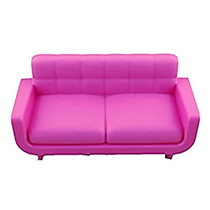 Ele Toys Part for Barbie Dreamhouse Playset GRG93 - Ele Toys Doll Size Pink Plastic Sofa - Couch