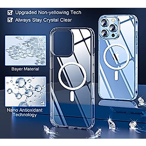 [2023 New] for iPhone 13 Pro Max Case with MagSafe, [Strong Magnet] [Non Yellowing] [Military Drop Protection] Magnetic Clear Slim Thin Bumper Phone Cover for Apple 13pro Max (Mag Safe Clear)