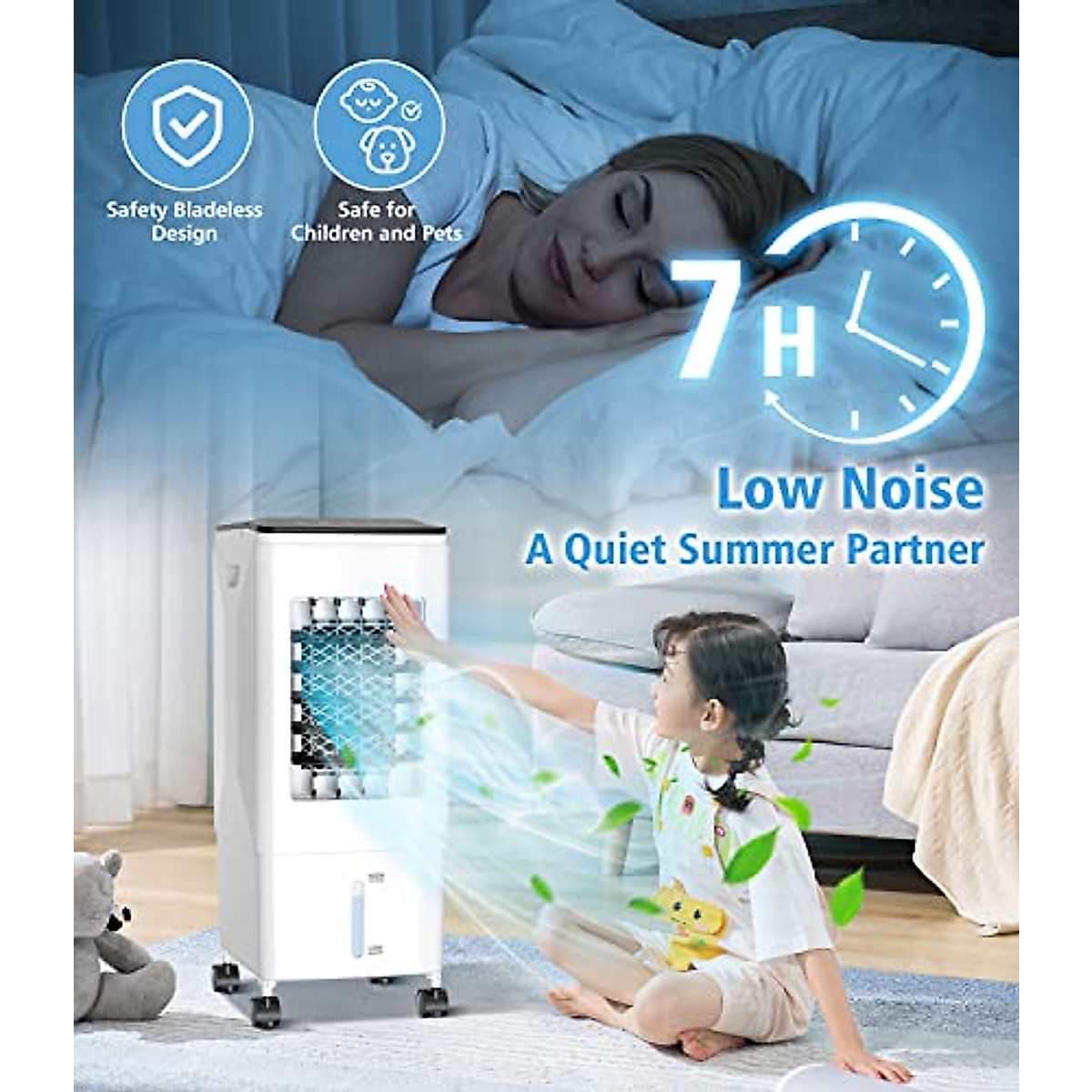 Portable Air Conditioners, Air Conditioner Portable, 3-In-1 Air Conditioners with 3 Wind Speeds & Remote Control, 60°Rotation, Air Conditioner Portable for Room Office Home