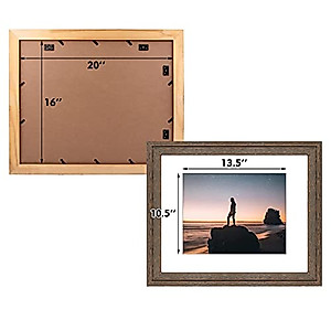 Golden State Art, 16x20 Picture Frame - Displays 11x14 Photo with Mat or 16x20 Without Mat, Wide Moulding Solid Wood Frame for Wall Display, Distressed Brown