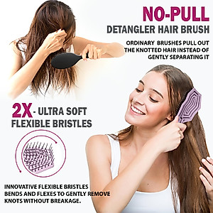 Fiora Naturals Hair Detangling Brush -100% Bio-Friendly Hair Detangler Brush w/Ultra-soft Bristles- Glide Through Tangles with Ease - For Curly, Fine, Women, Men, Kids, Toddlers, Wet and Dry Hair