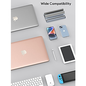 JARLINK (Upgraded Version Vertical Laptop Stand, Desktop Stand Adjustable Laptop Holder (up to 17.3 inches) Compatible with MacBook Pro/Air, Microsoft Surface, Lenovo (Gray)