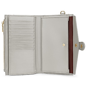 YALUXE Double Zipper Wallets for Women Wristlet Cellphone Purse Card Holder Vegan Leather