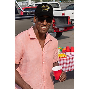 ALLNTRENDS Stripclub Veteran Trucker Hat Funny Cap Adult Baseball Adjustable Embroidered Snapback (Black)