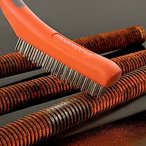 Wire Brush Set,Heavy Duty Carbon Steel and Stainless Steel Wire Scratch Brush for Cleaning Rust with 10" Curved Plastic Handle,2 PCs