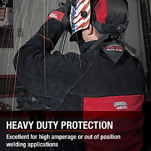 Lincoln Electric unisex adult Heavy Duty Leather Welding Jacket, Black/Red, XX-Large US