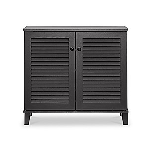 Baxton Studio FP-01LV-Espresso Studio Coolidge Shoe-Storage Cabinet, Espresso 14.5Lx29.625Wx27.5H