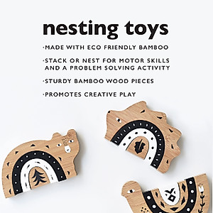 Wee Gallery Bamboo Nesting Hedgehog, Building and Stacking Blocks, Arc Stacker and Balance Toy for Child Motor Skills, Problem Solving, Play, and Nursery Decor (for Kids Age 18 Months and up)