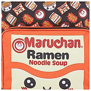 Maruchan Cup Noodles Allover Backpack Ramen Noodles Happiness in a Cup Bookbag - Knapsack for All (Black)