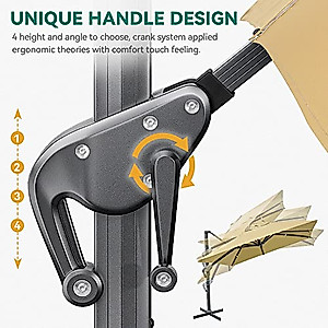 YITAHOME 10x10ft Patio Umbrella Outdoor Cantilever Umbrella Square Offset Umbrella w/Heavy Duty Aluminum Frame & Cross Base for Garden Pool Backyard Market (Khaki)