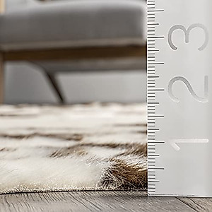 nuLOOM Marcia Machine Washable Faux Cowhide Accent Rug, 3' 10" x 5', Brown