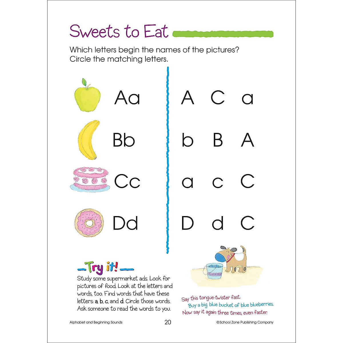 School Zone - Kindergarten Super Scholar Workbook - 128 Pages, Ages 5 to 6, Shapes, Colors, Beginning Sounds, Identifying Patterns, and More