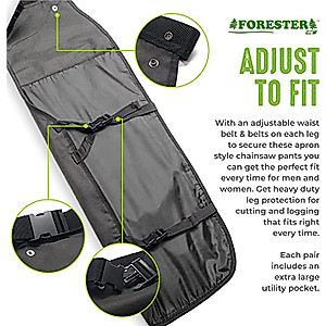 FORESTER Chainsaw Apron Chaps with Pocket & Adjustable Belt (37" Grey)