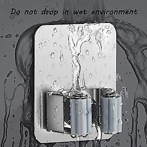 Yamto Broom Mop Stainless Wall Mount Holder Self Adhesive Tape, Brush Broom Gripper Holds, Storage Racks & Organization for Your Home, Kitchen Pan, Garage Bathroom Garden Tool Rack No Drilling 2 Pack