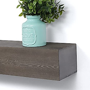 Fireplace Mantel | 60" W Wood Floating Shelves | Handcrafted Hollow Distressed Beam | Wall Mounted Wooden Display Shelfing | with Invisible Heavy Duty Hanging Wood Bracket | 60W x 6H x 8D, Ash Gray