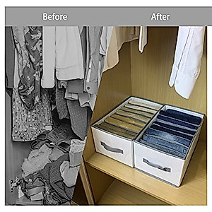 Drawer Closet Organizers storage for Clothing,Underwear Drawer Organizer Clothes,Clothes Organizer for Folded Clothes,PP Plate Nylon Mesh Foldable Wardrobe Clothes Organizer for Jeans(8Grids)