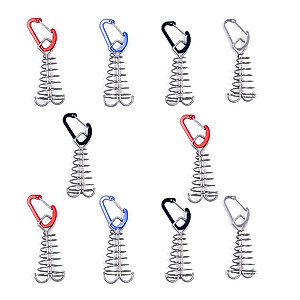 Alnicov 10PCS Square Deck Anchor Pegs,Tent Awning Anchor with D-Shaped carabiners for Camping Outdoor Timber Deck Plank Random Color