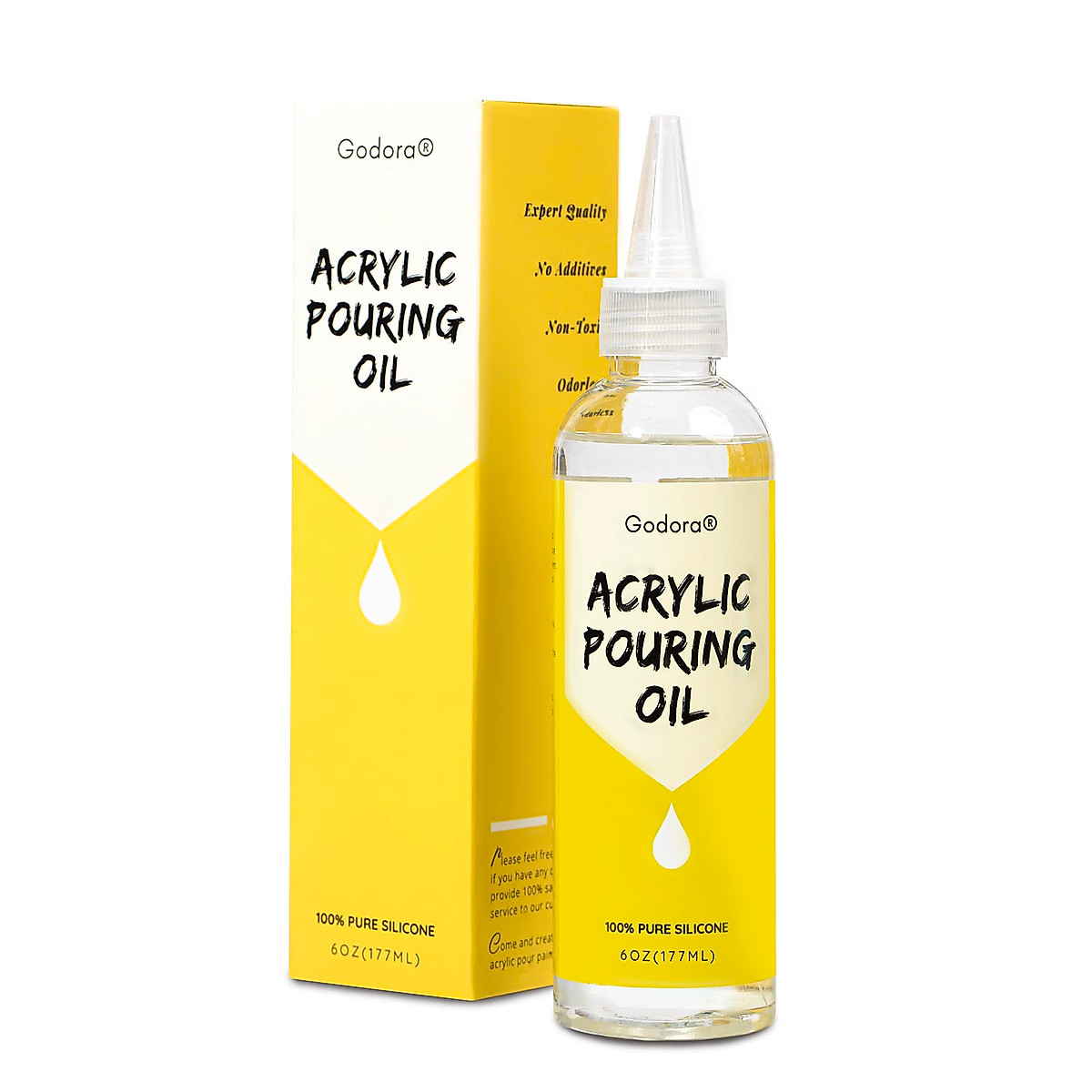 6 Ounces 100% Pure Silicone oil for Acrylic Pouring, Excellent Liquid Silicone for Acrylic Paint Pouring, Ideal Silicone Oil for Dramatic Cell Creation, Professional Silicon Oil Supplies, Non-Toxic & Odorless