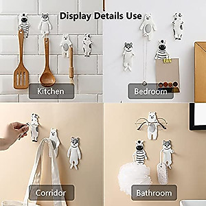 Creative Adhesive Coat Hook Kitchen Refrigerator Sticky Hook 4 Pcs Cute Pet Hooks for Coat, Scarf, Hat, Towel,Key,Bag, Utility Animal Hook for Wall Hanging Decorations